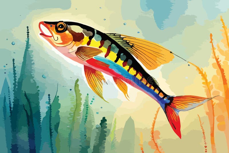 Goby Fish Watercolor Vector Art Illustration.fishes in Digital AI ...