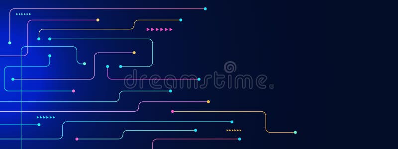 Abstract Multi Colored Lines and Points on a Dark Blue for Digital ...