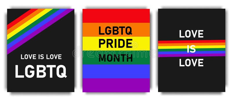 Set of Abstract Posters with Rainbow and LGBT Symbol. Stock Vector ...