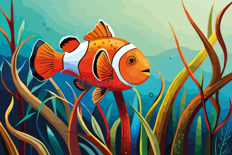 Clownfish Vector Watercolor Painting Ilustration Generative AI Art ...