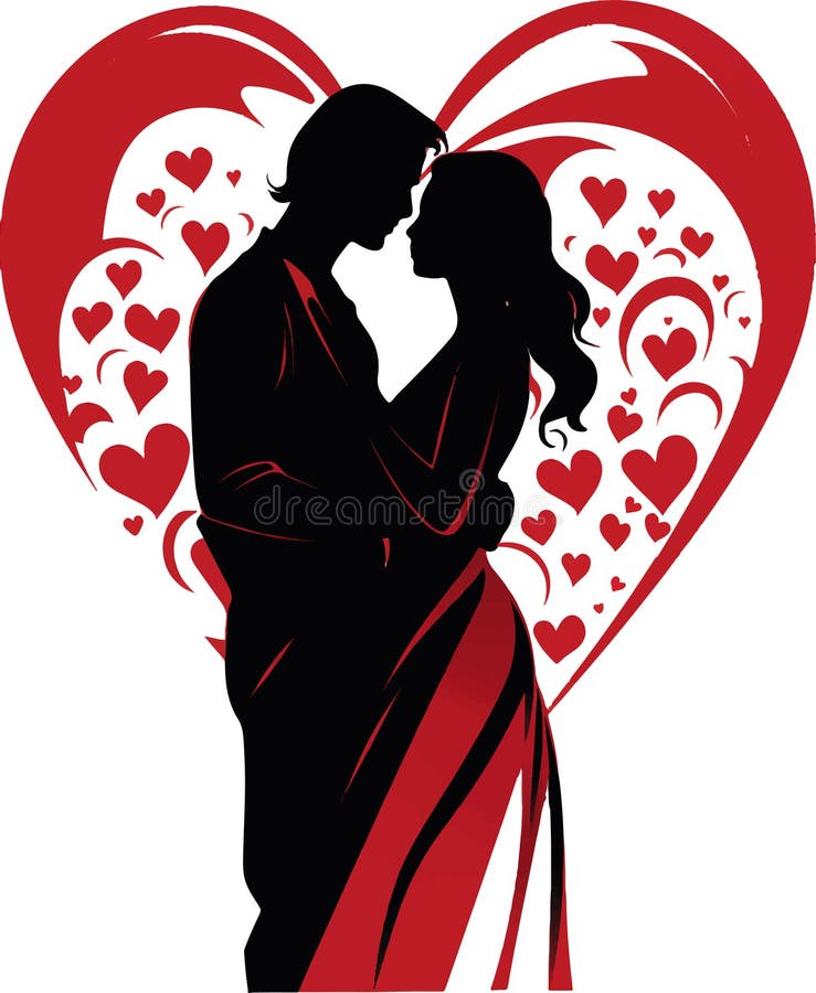 Love in Shadows: a Minimalist Black Silhouette Couple Stock ...