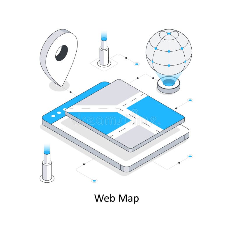 Web Map Isometric Stock Illustration. EPS File Stock Vector ...