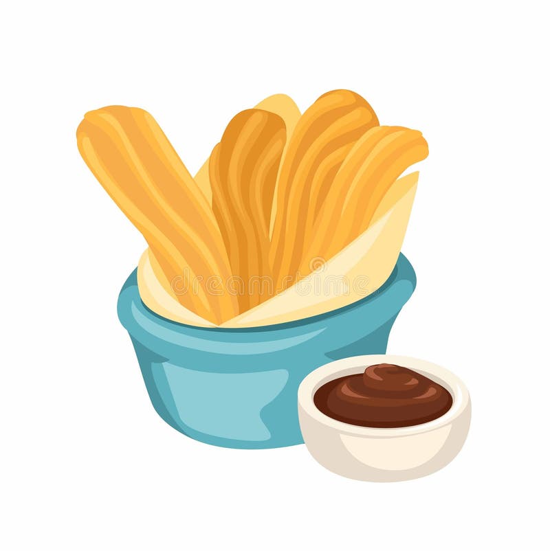 Churros Snack Set Cartoon Illustration Vector Stock Vector ...