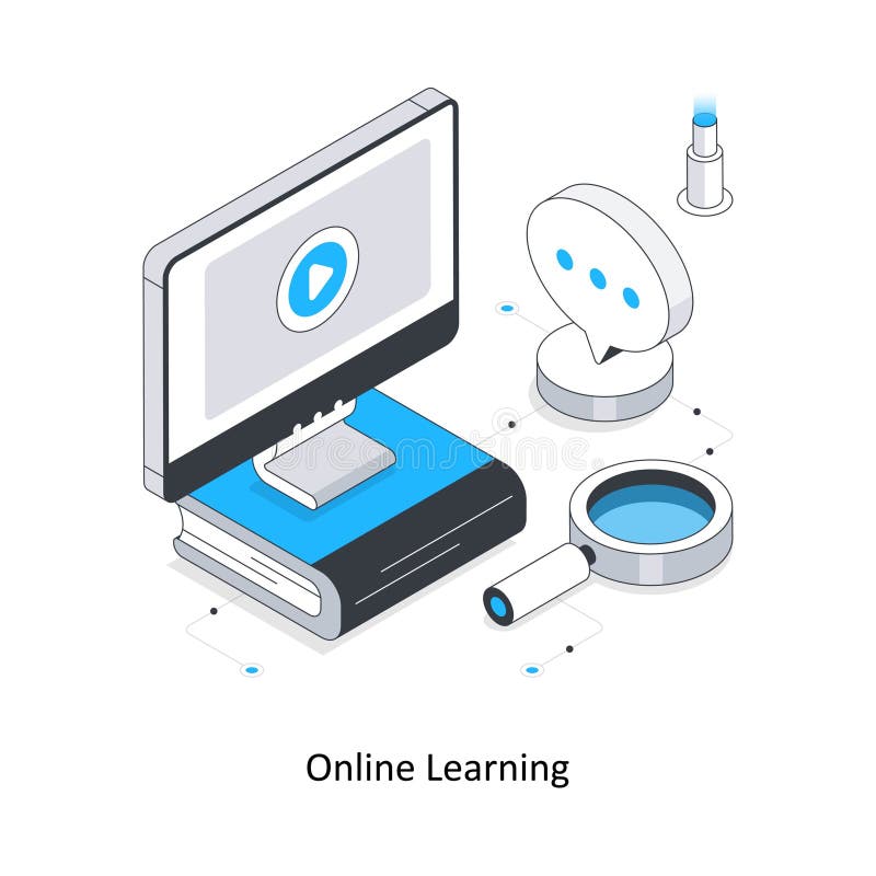 Online Learning Isometric Stock Illustration. EPS File Stock Vector ...