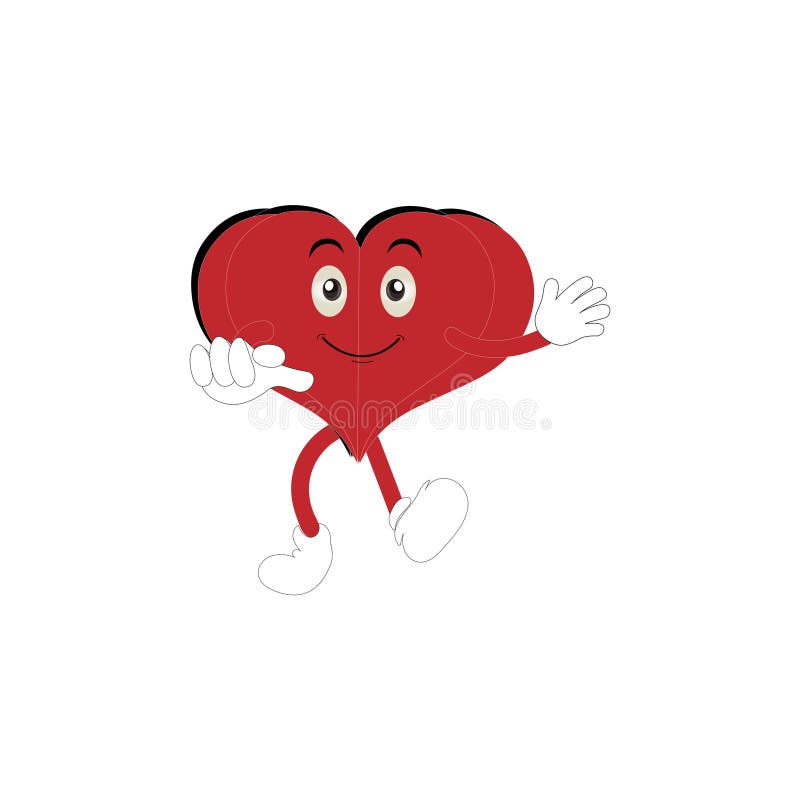 Heart Funny Cartoon Character Different Pose. Cartoon Red Heart ...