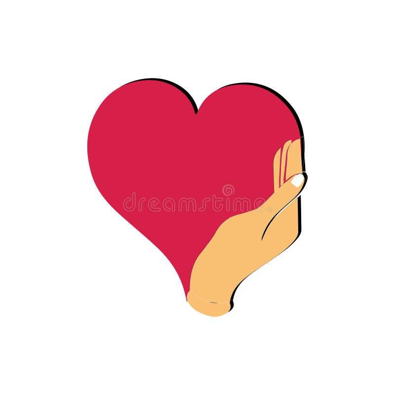 Self Hugging Line Icon, Love Yourself, Cute Cartoon Heart Character Hug ...