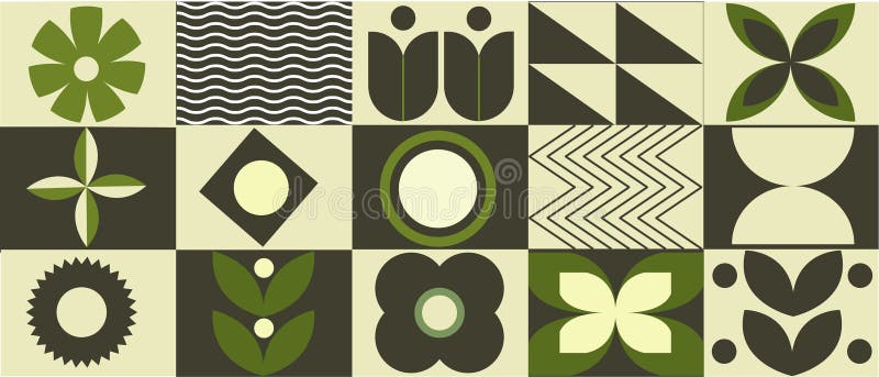 Floral Geometric Pattern. Mosaic Style. Simple Geometric Shapes Stock ...