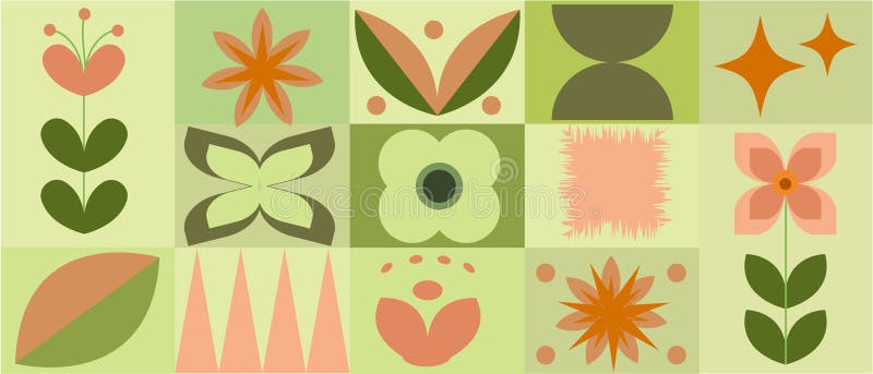 Geometric Floral Pattern. Scandinavian Style. Natural Organic Flower ...