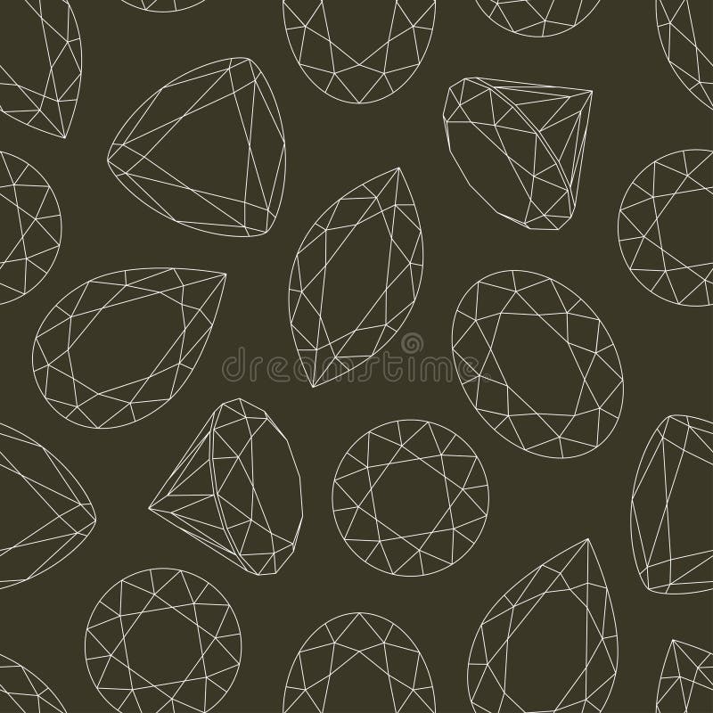 Gemstone Outline Icon Set. Diamonds of Different Shapes Isolated on White Stock Vector ...