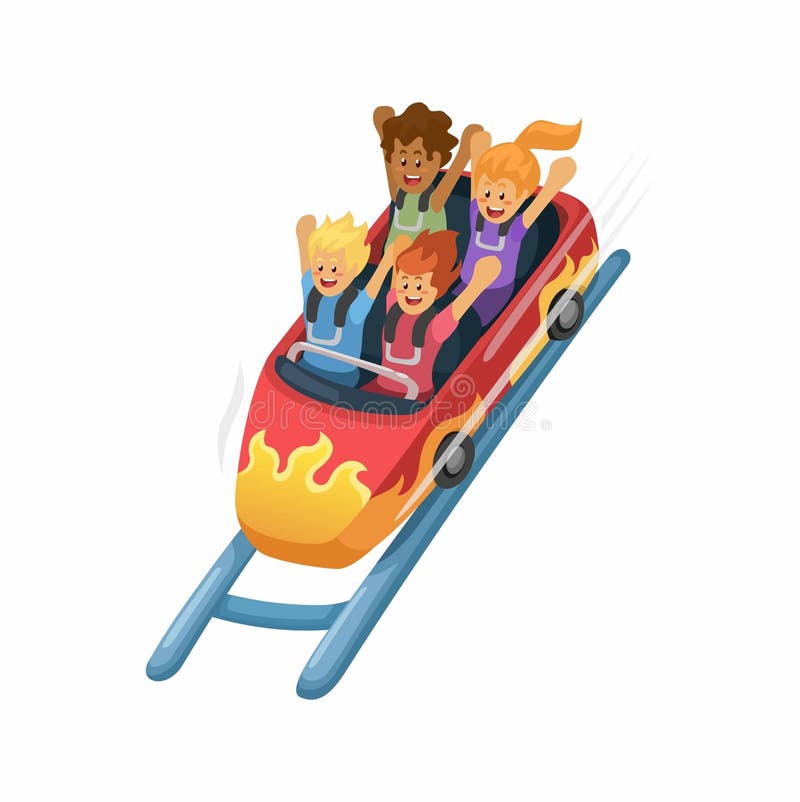 Roller Coaster Ride Cartoon Illustration Vector Stock Vector ...