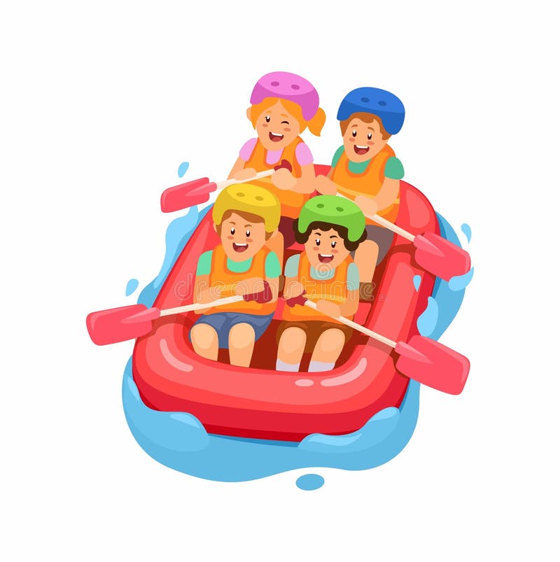 Rafting Water Sport Cartoon Illustration Vector Stock Vector ...