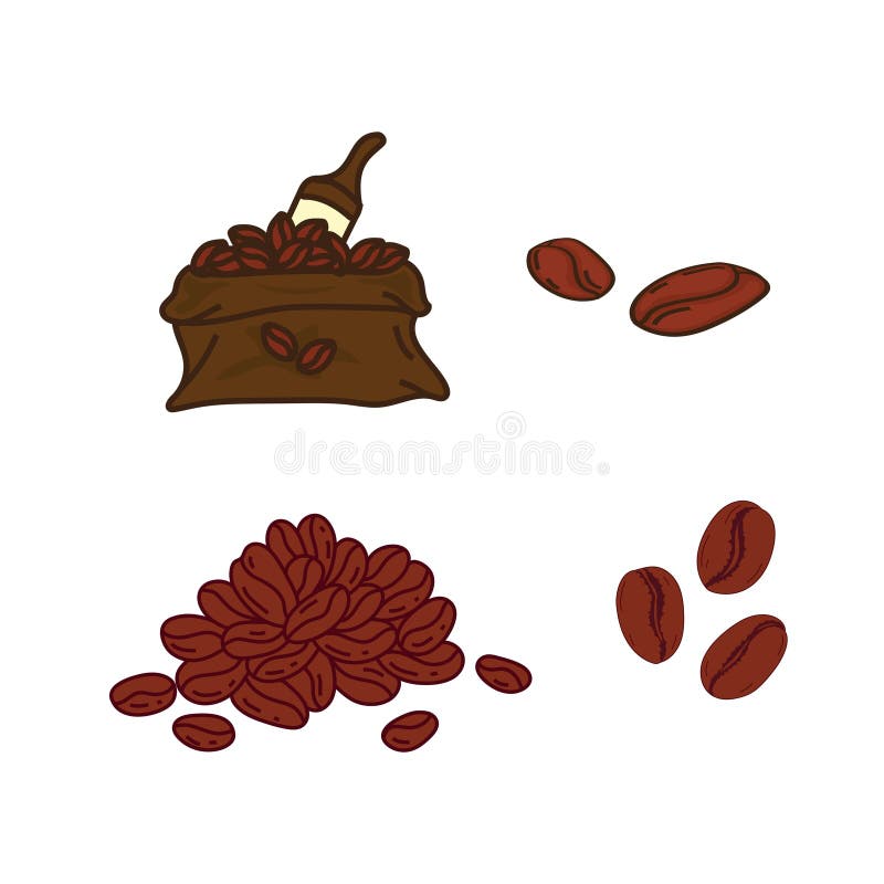 Set of Coffee Beans Element Stock Vector - Illustration of bean, design ...