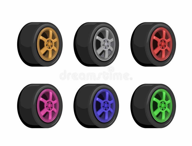 Wheel Rims Color Collection Set Illustration Vector Stock Illustration ...