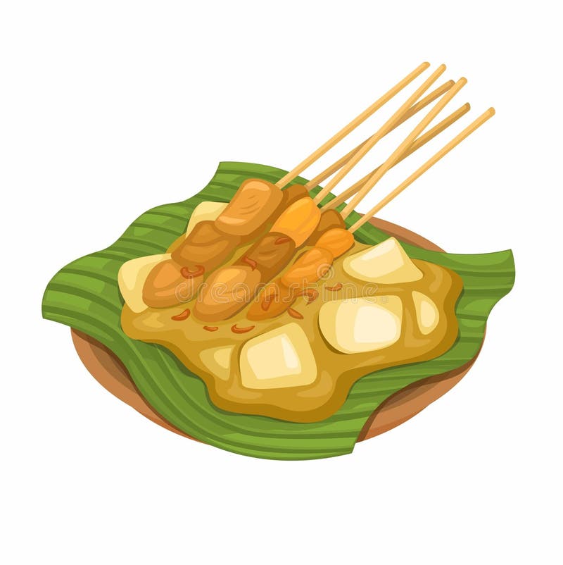 Sate Padang Indonesian Food Cartoon Illustration Vector Stock Vector ...