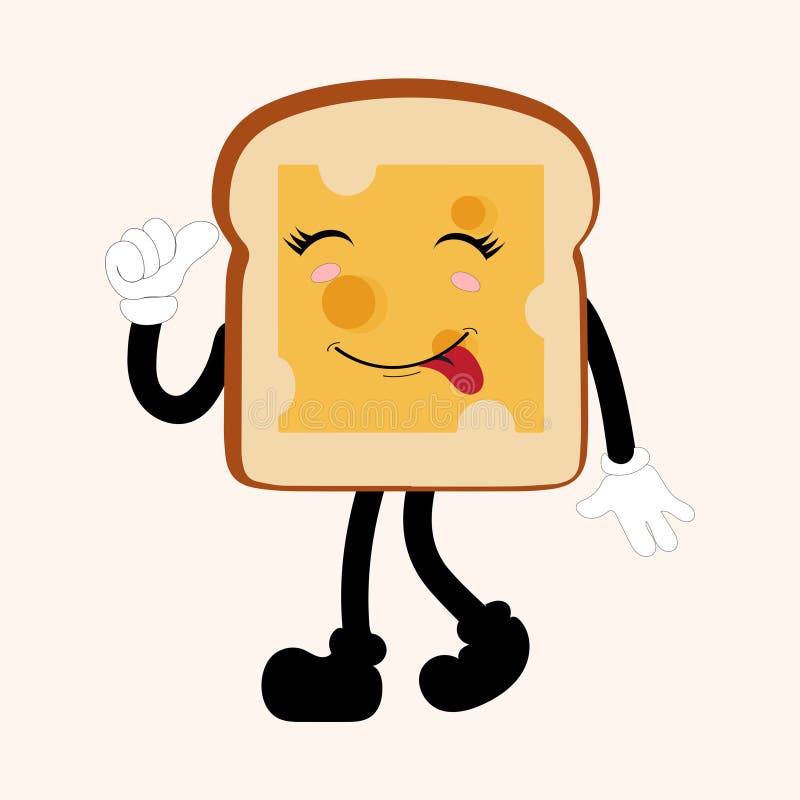 Happy Bread Slice Cartoon Mascot Character, Funny Sandwich Cartoon ...
