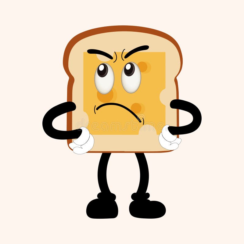 Happy Bread Slice Cartoon Mascot Character, Funny Sandwich Cartoon ...