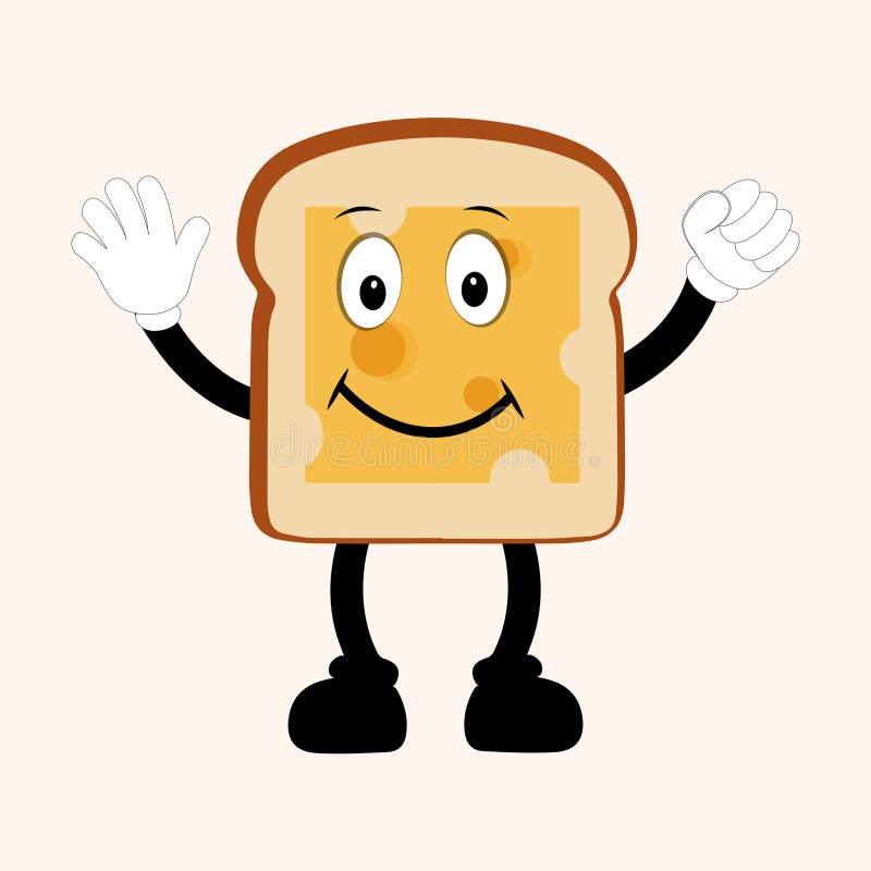 Happy Bread Slice Cartoon Mascot Character, Funny Sandwich Cartoon ...