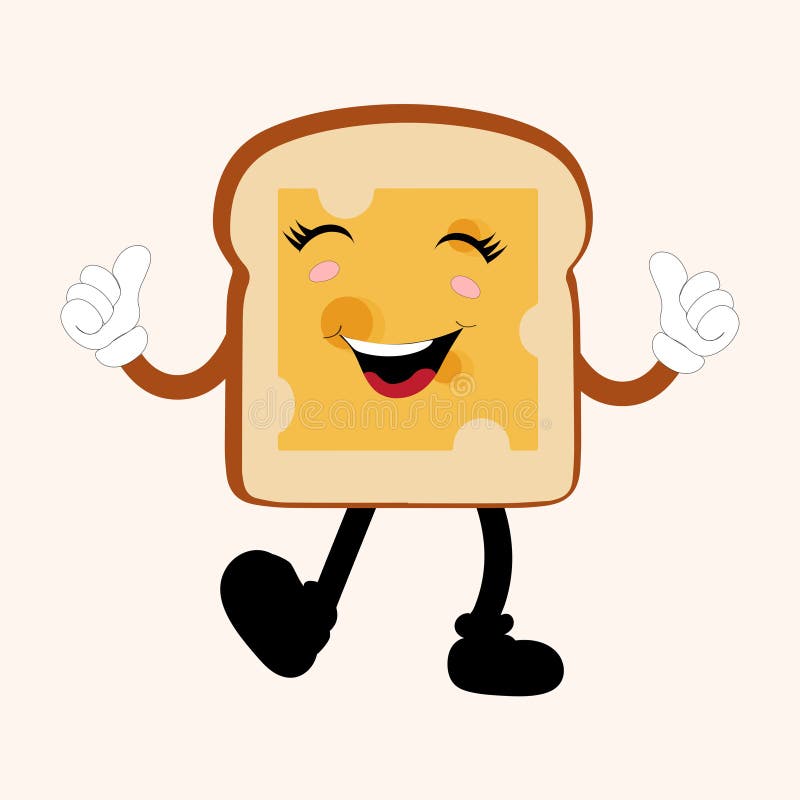 Happy Bread Slice Cartoon Mascot Character, Funny Sandwich Cartoon ...