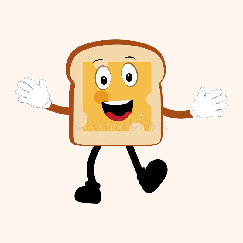 Happy Bread Slice Cartoon Mascot Character, Funny Sandwich Cartoon ...