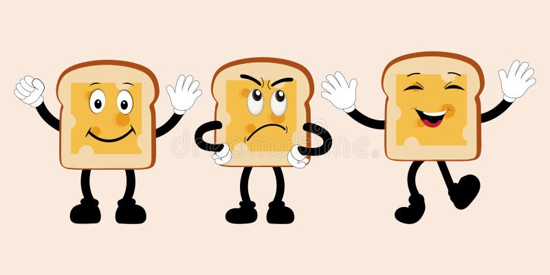 Happy Bread Slice Cartoon Mascot Character, Funny Sandwich Cartoon ...
