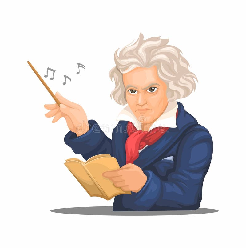 Beethoven Musician Composer and Pianist Figure Character Cartoon ...