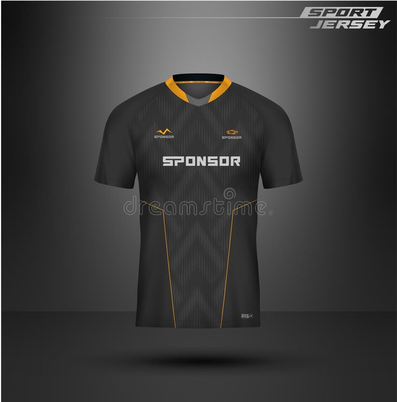 Jersey Sport Vector Design Editable, Yellow, Grey and Black Stock ...