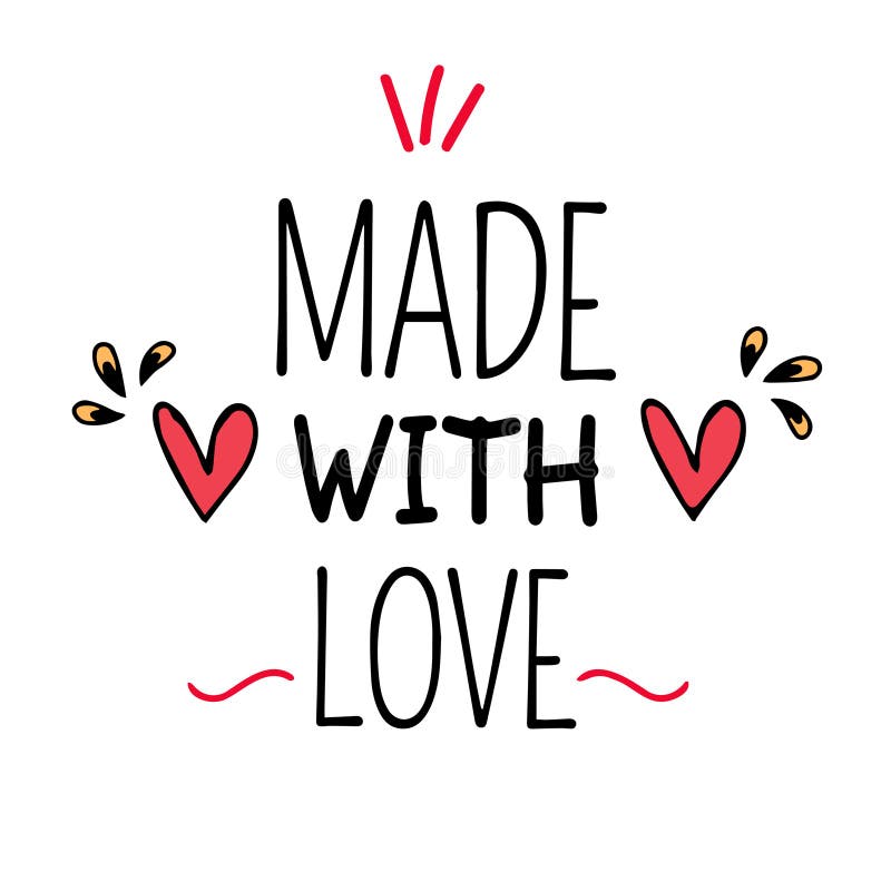 Made with Love. Hand Drawn Lettering Phrase Stock Vector - Illustration ...