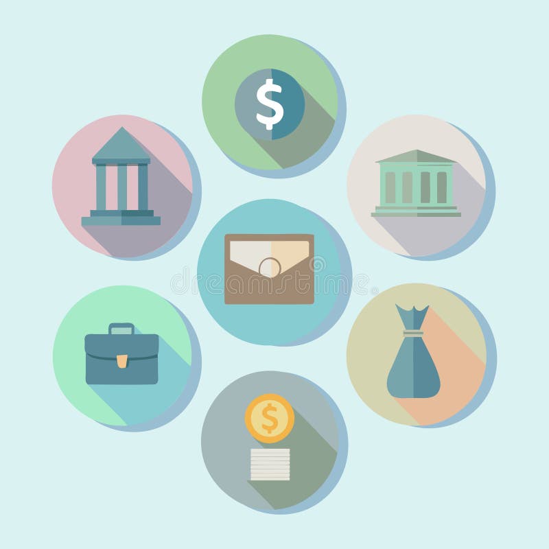 Flat Design Business and Finance Icons Set. Stock Vector - Illustration ...