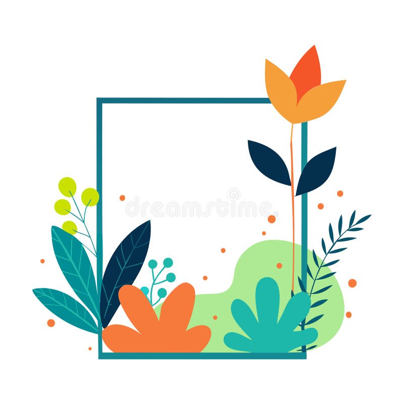 A Square Frame with Colorful Plants and Leaves Stock Vector ...