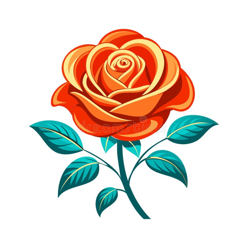 Beautiful Orange Rose Isolated on a White Background. Stock Vector ...