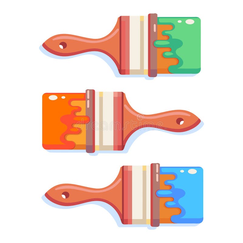 Paint Brushes Icon Set. Cartoon Illustration of Paint Brushes Vector ...
