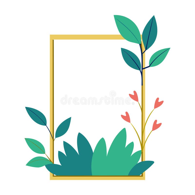 A Square Frame with Plants and Flowers on it Stock Vector ...