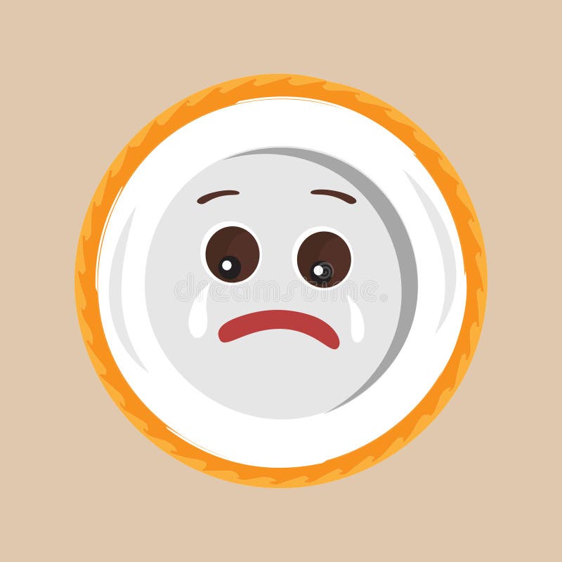 Plate Cartoon Character, with Different Expressions, Happy Mood, Sad ...