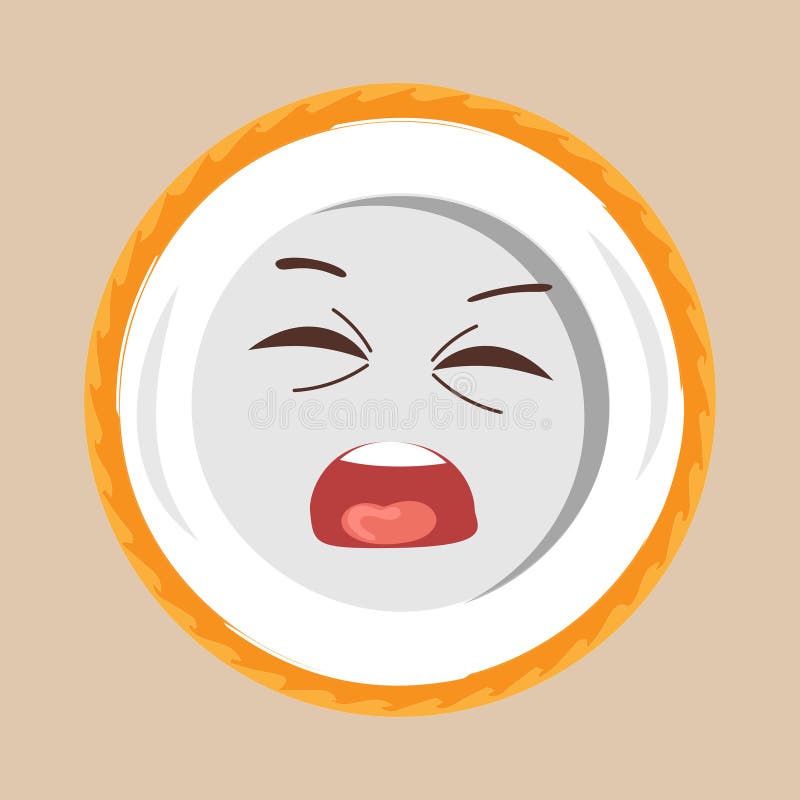 Plate Cartoon Character, with Different Expressions, Happy Mood, Sad ...