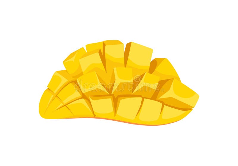 Mango Peeled and Cut Isolated on White Background.Illustration of ...