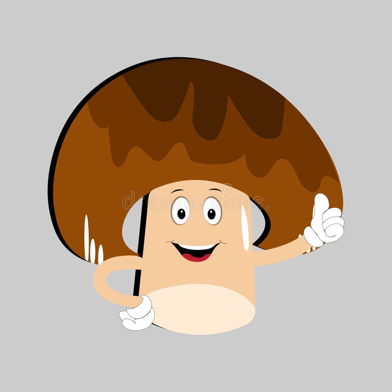 Mushroom Cartoon Character in Various Gestures, Set Illustration ...