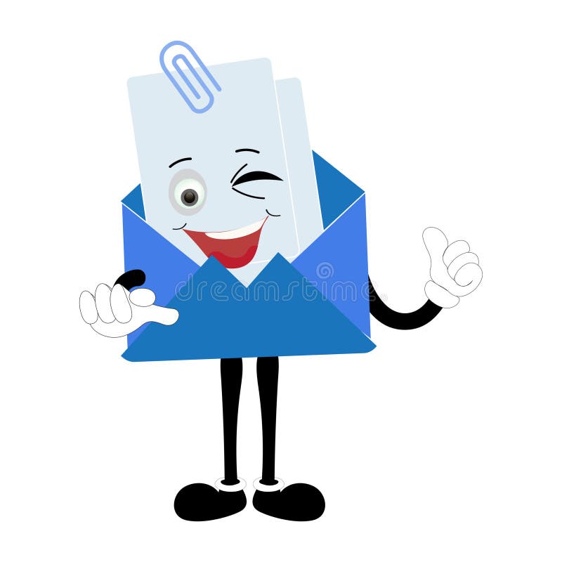 Envelope Cartoon Mascot Character, Cartoon Illustration with a Gesture ...