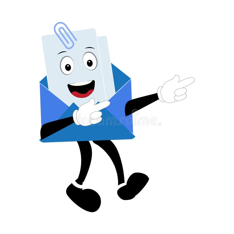 Envelope Cartoon Mascot Character, Cartoon Illustration with a Gesture ...