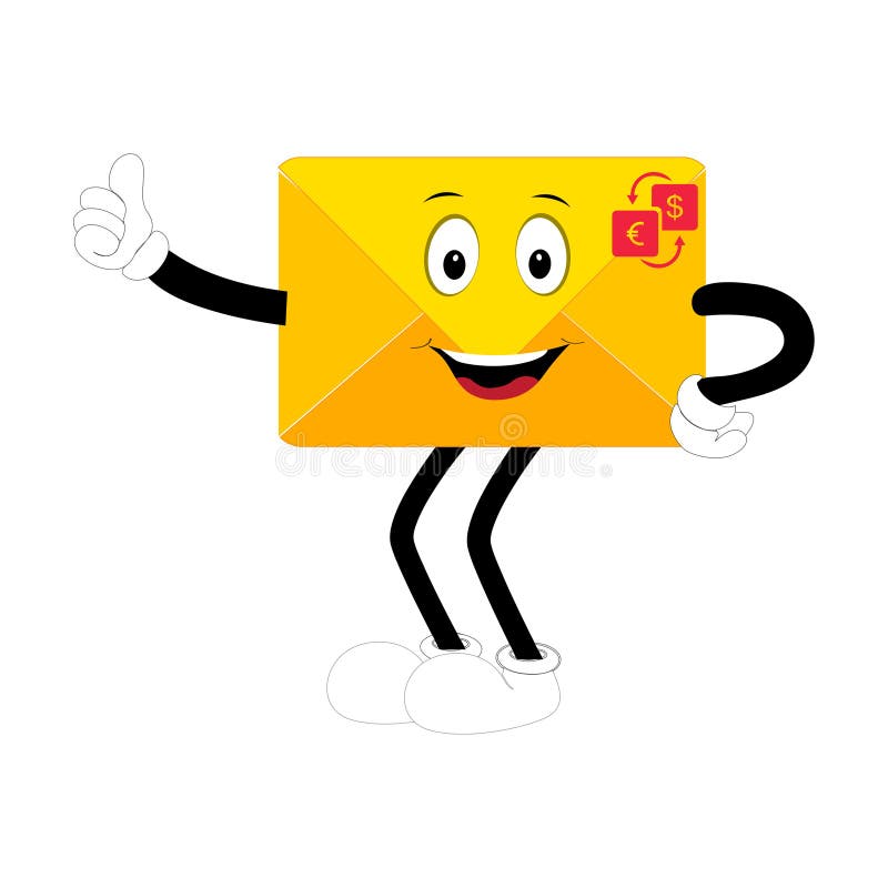 Envelope Cartoon Mascot Character, Cartoon Illustration with a Gesture ...