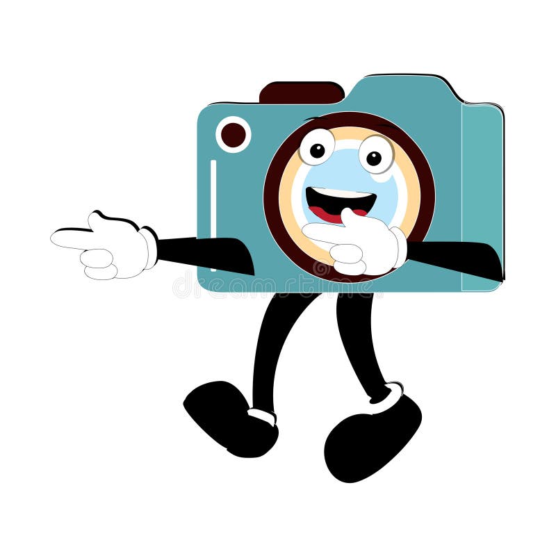 Camera Retro Mascot Character Cartoon, Camera Mascot is Smiling and ...
