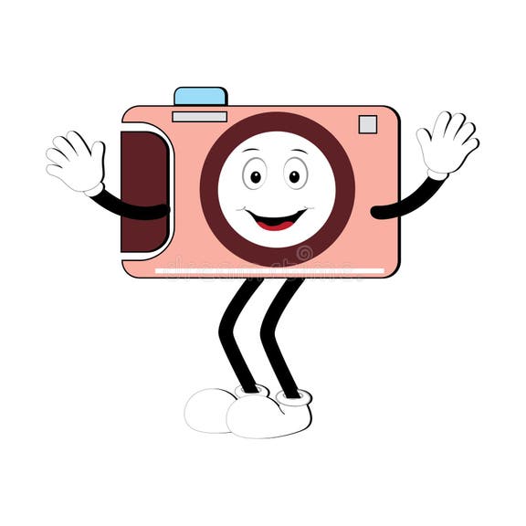 Camera Retro Mascot Character Cartoon, Camera Mascot is Smiling and ...