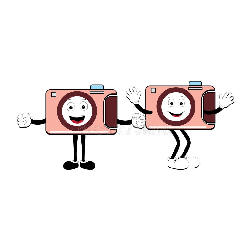 Camera Retro Mascot Character Cartoon, Camera Mascot is Smiling and ...