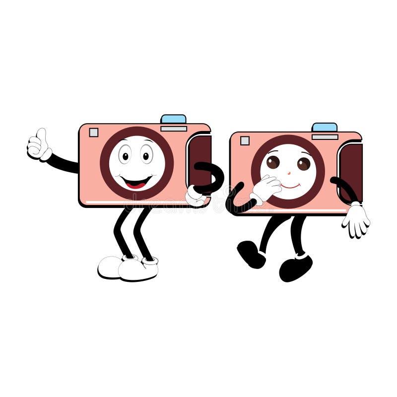 Camera Retro Mascot Character Cartoon, Camera Mascot is Smiling and ...