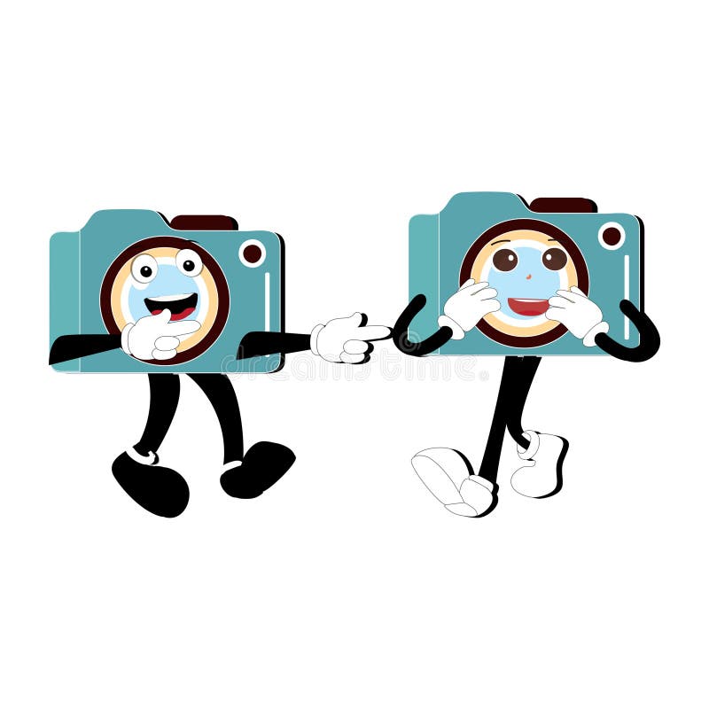 Camera Retro Mascot Character Cartoon, Camera Mascot is Smiling and ...