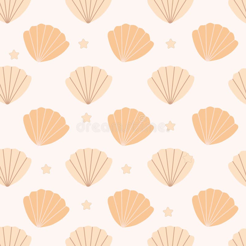 Seamless Pattern of Pearl-colored Shells. Stock Vector - Illustration ...