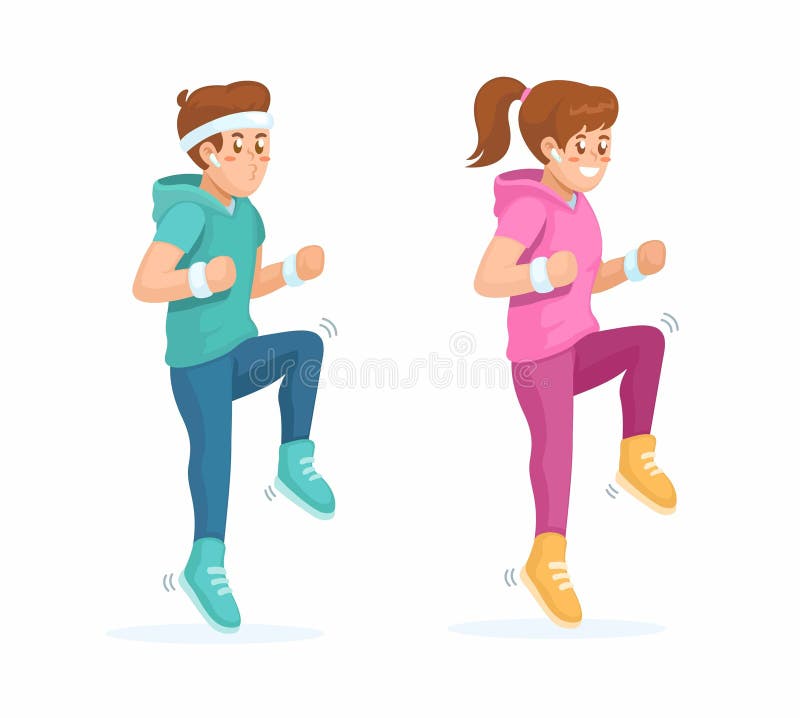 Teenager Running Workout Cartoon Illustration Vector Stock Vector ...
