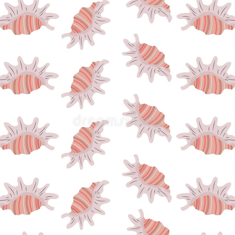 Sea Figured Shells Seamless Pattern. Trendy Seashell Pattern for ...