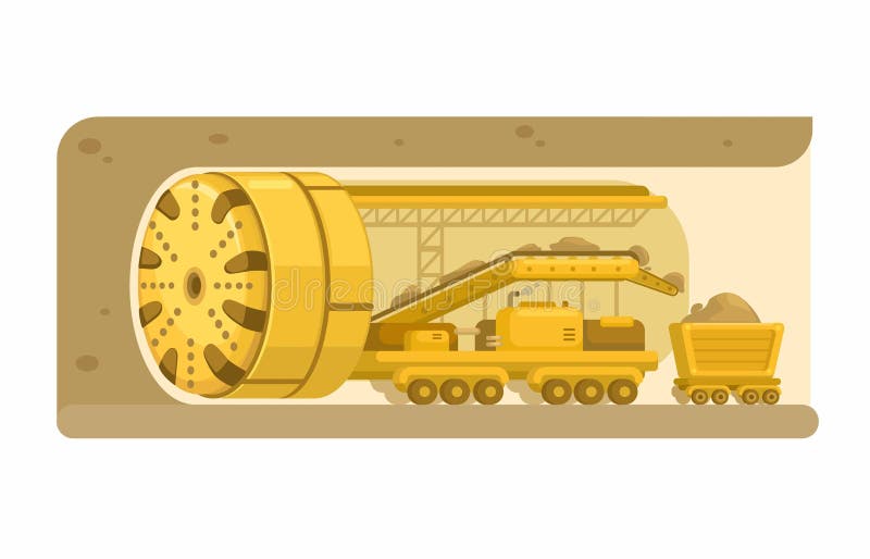 Tunnel Boring Machine Flat Cartoon Illustration Vector Stock Vector ...