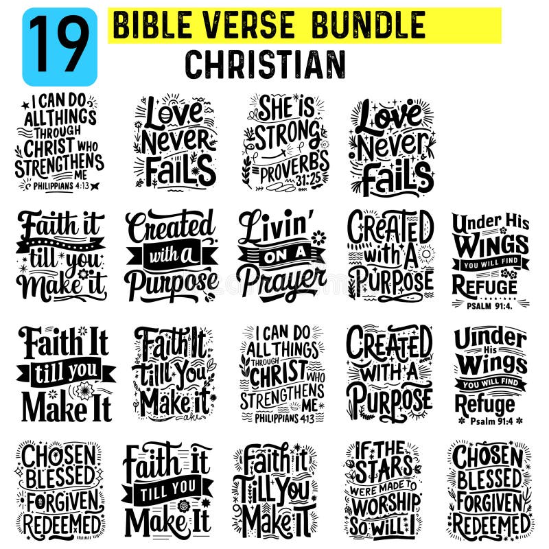 Faith and Inspiration SVG Bundle - 19 Christian Bible Verse Graphics ...
