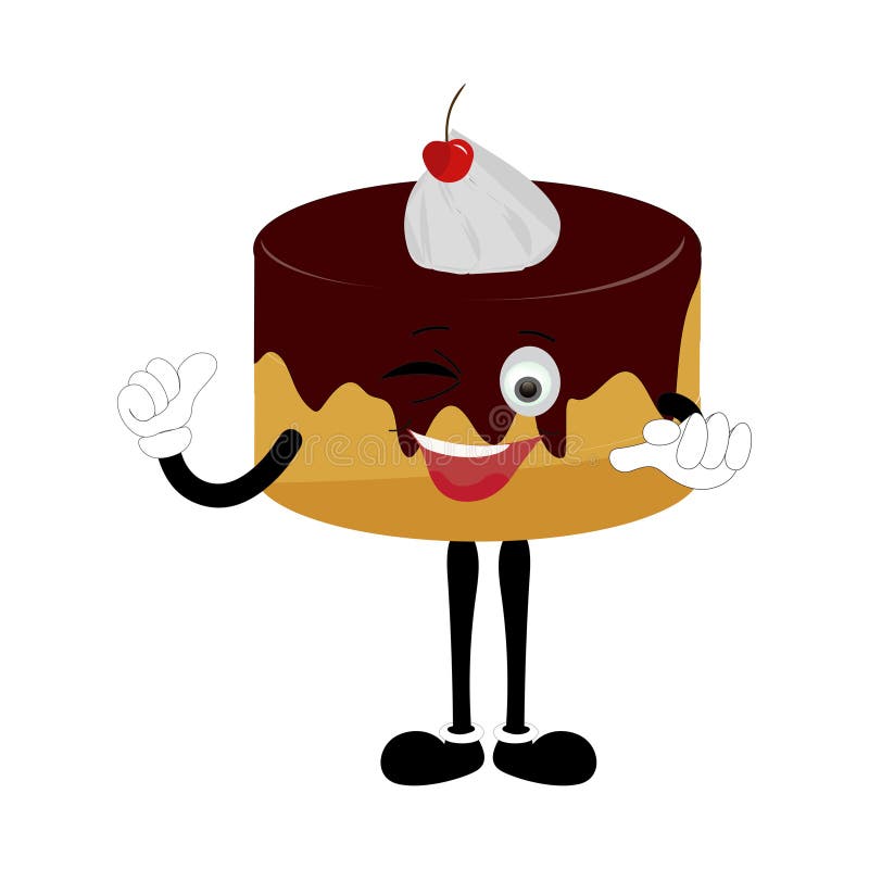 Groovy Cake Sliced Cartoon Mascot Character with Smile. Funny Retro ...